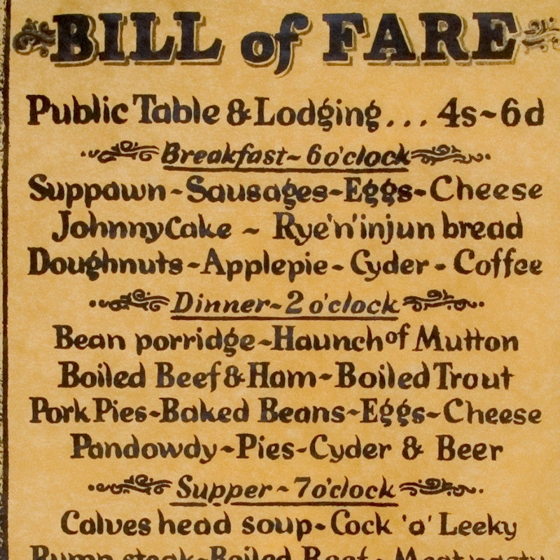 Typical Colonial Menu