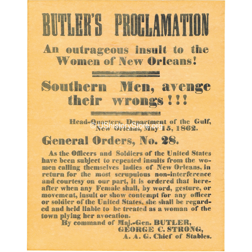 Butler's Proclamation 1862 – store.ushistory.org